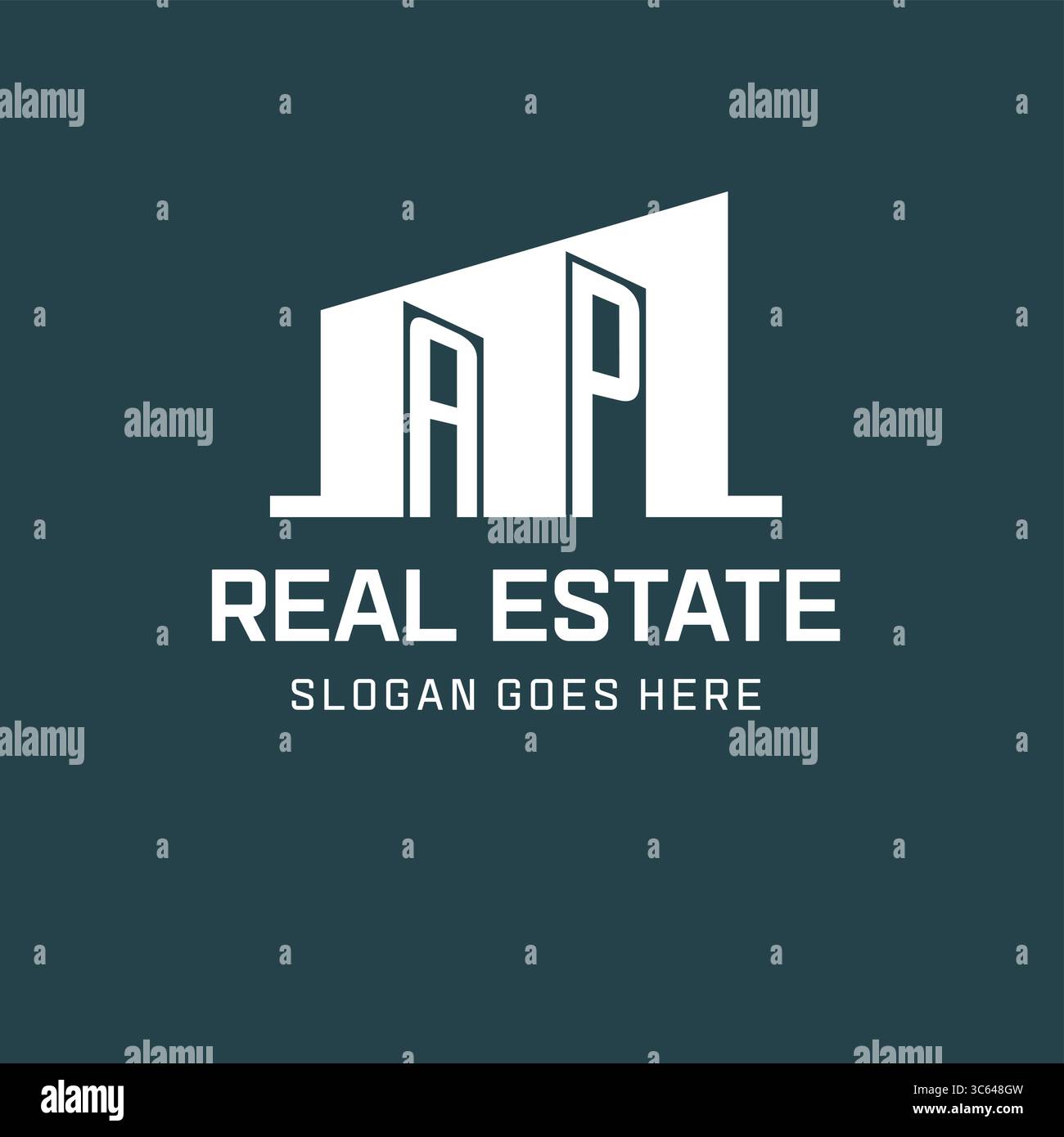 Initial AP logo for real estate with simple building icon design ideas ...