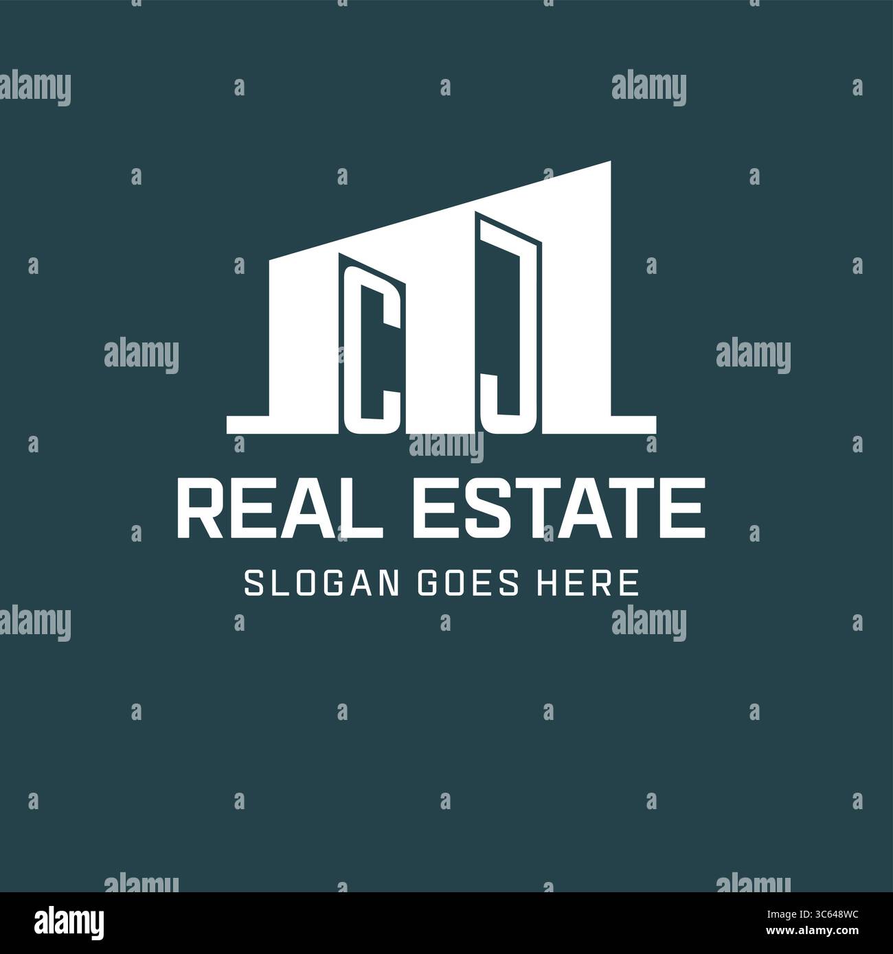 Initial CJ logo for real estate with simple building icon design ideas ...