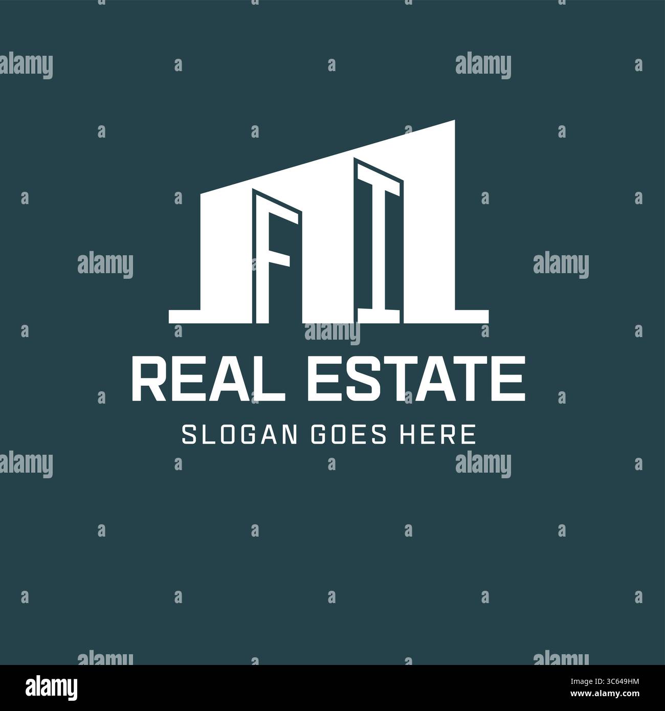 Initial FI logo for real estate with simple building icon design ideas ...