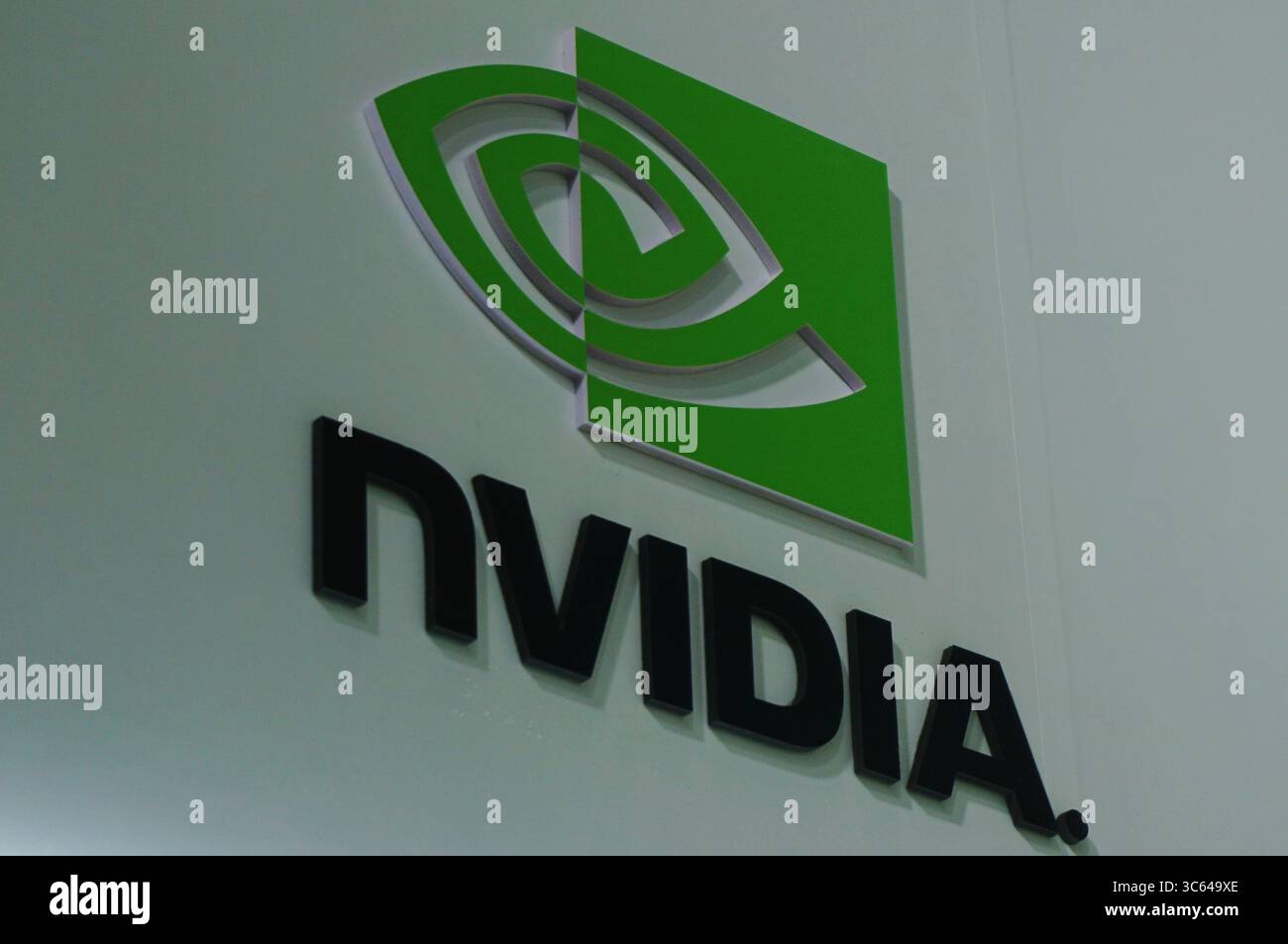 (FILE) Visitors were touring the NVIDIA booth at an exhibition in ...