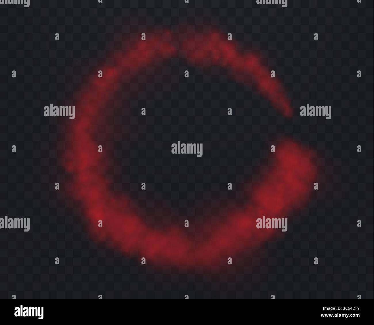 Realistic red smoke circle or haze on a transparent background. Magic ...