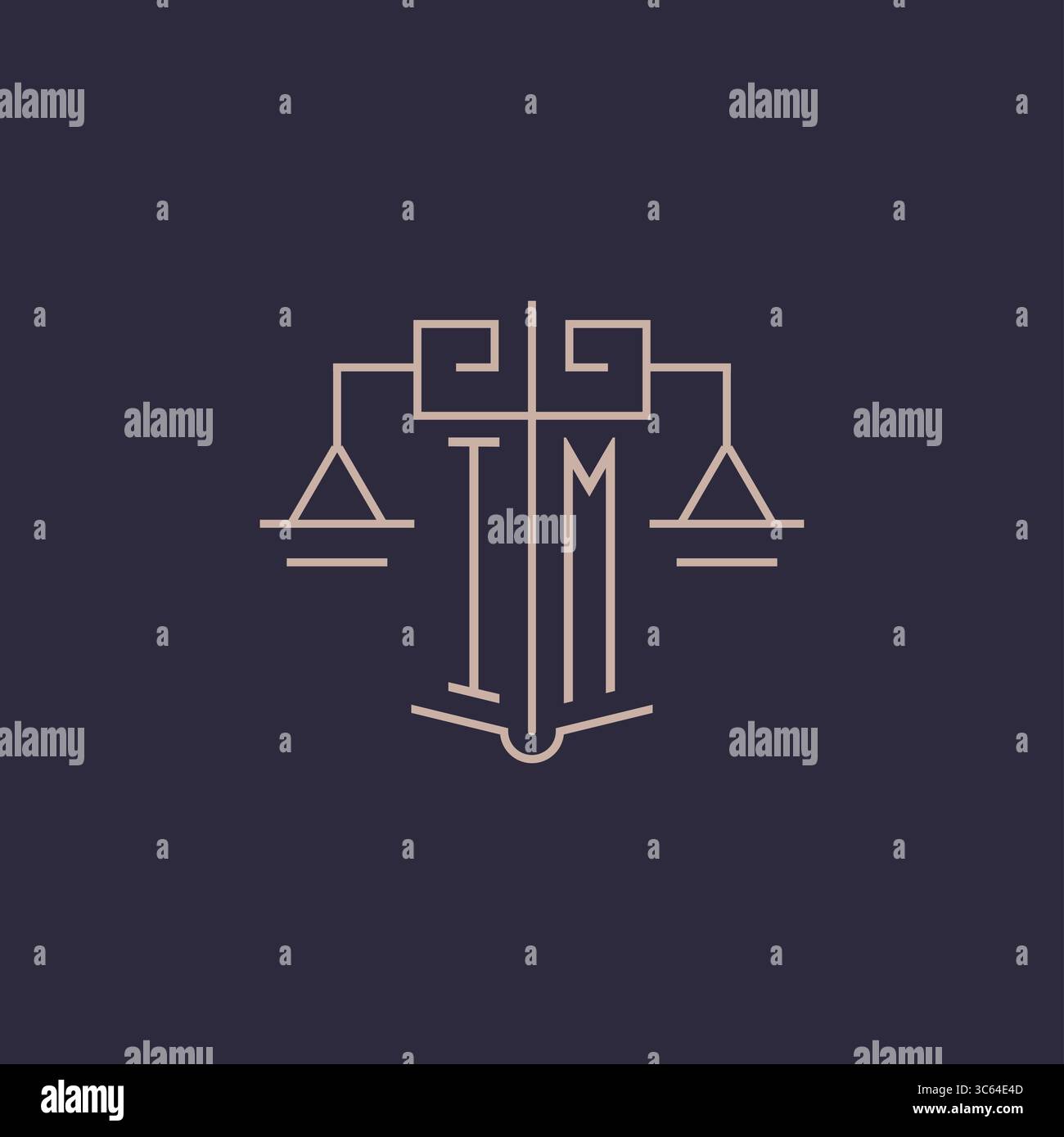 Initial letter IM logo with scale of justice luxury geometric design ...