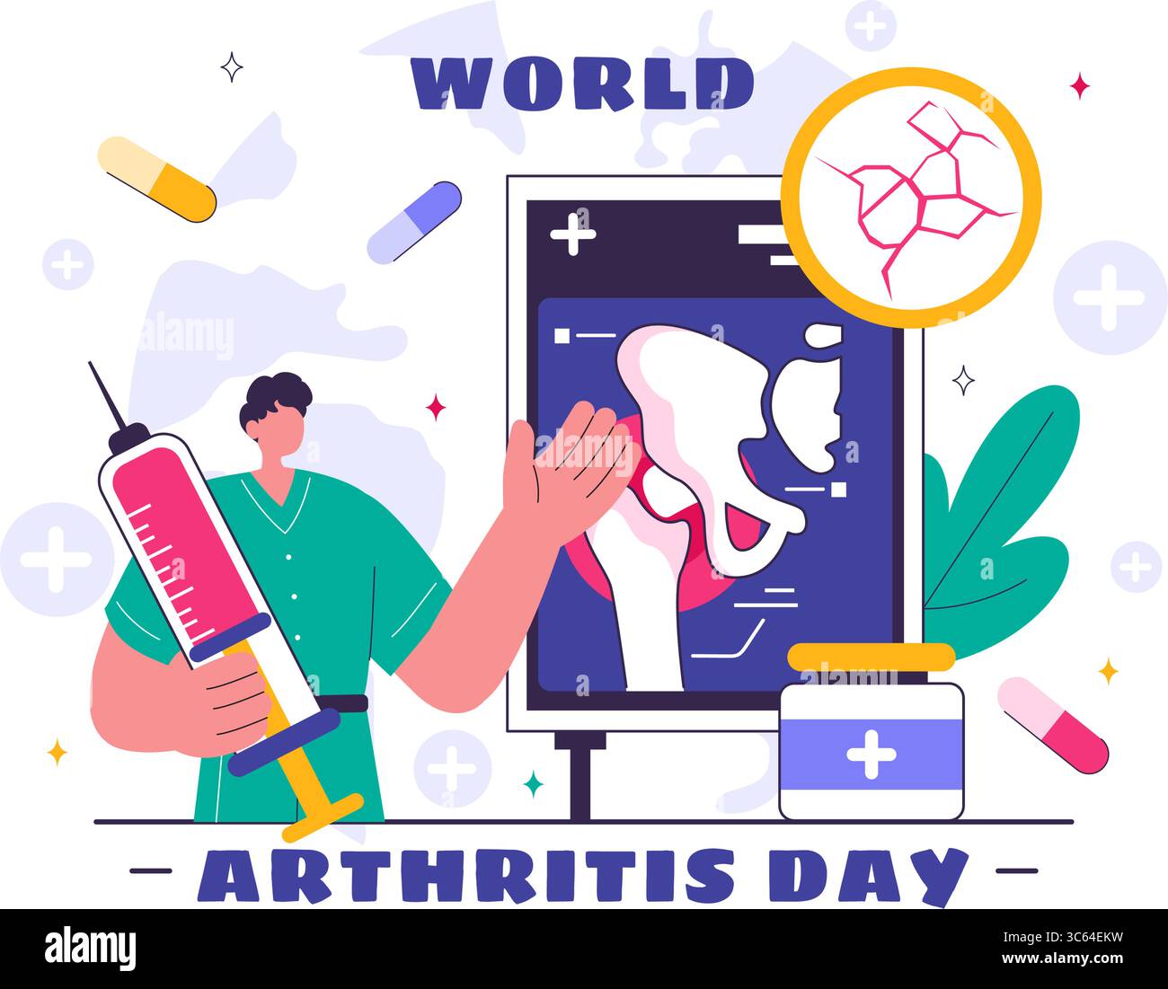 World Arthritis Day Illustration featuring Medical Treatment for ...