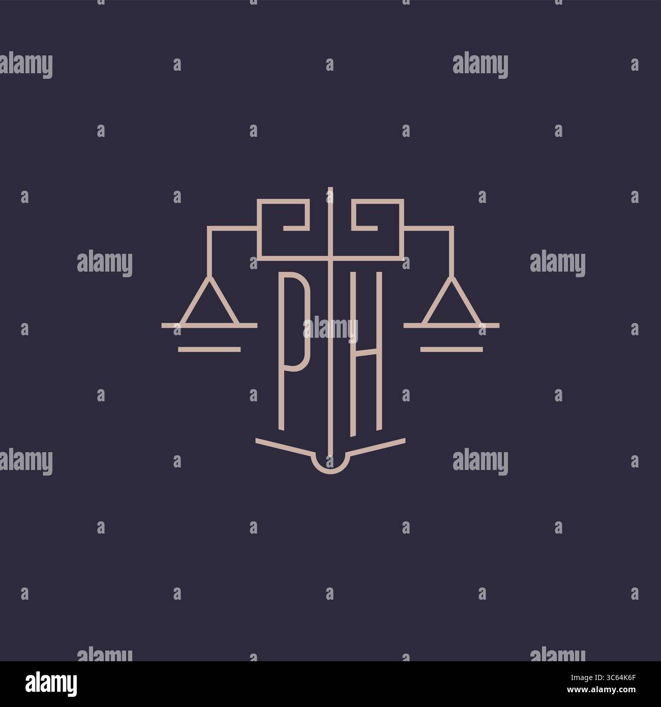 Initial letter PH logo with scale of justice luxury geometric design ...