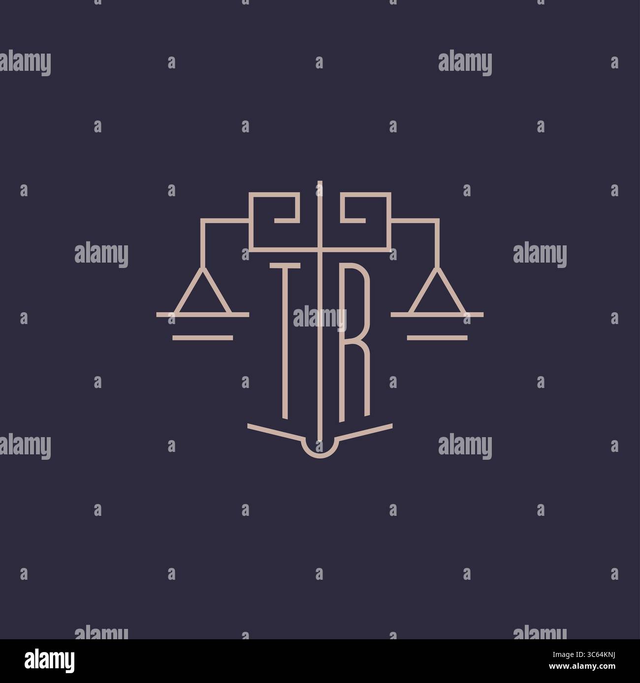 Initial letter TR logo with scale of justice luxury geometric design ...
