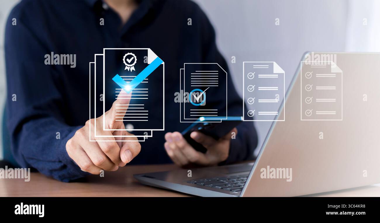 Document Verification and Digital Approval Process Stock Photo - Alamy