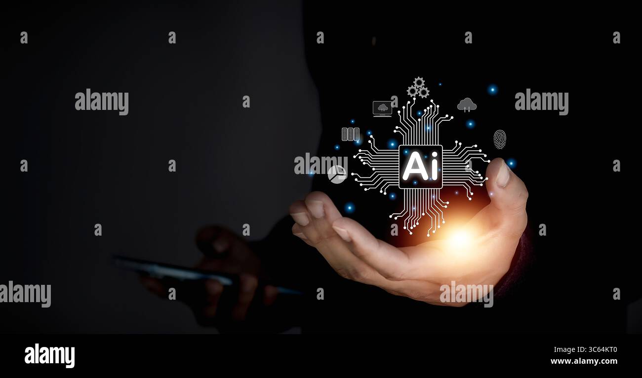 AI circuit board, artificial intelligence, cyberspace symbol, machine ...