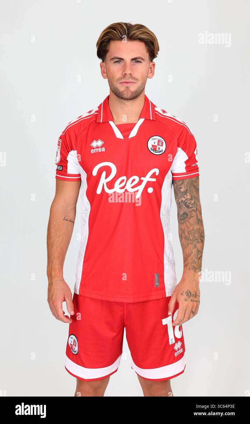 Crawley Town Football Club Danny Cashman portraits. 29 July 2025 Stock ...