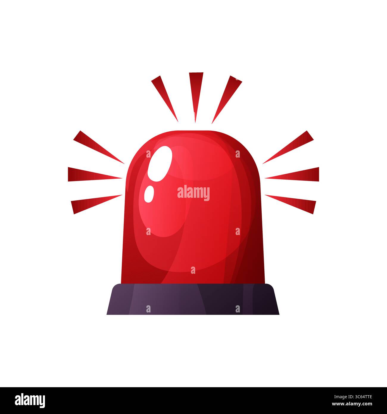 Siren emergency signal, flashing alarm. Red lamp police, ambulance or ...