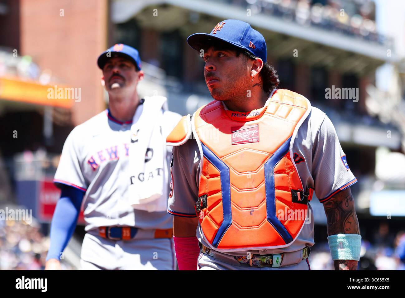New York Mets' Francisco Alvarez looks on prior to the start of a ...
