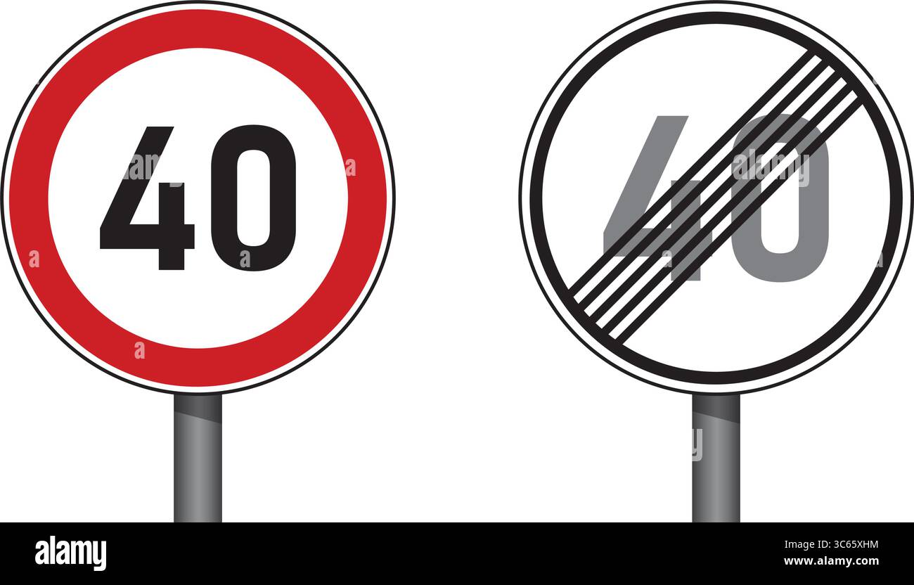 Maximum 40 speed limit sign Stock Vector Images - Alamy