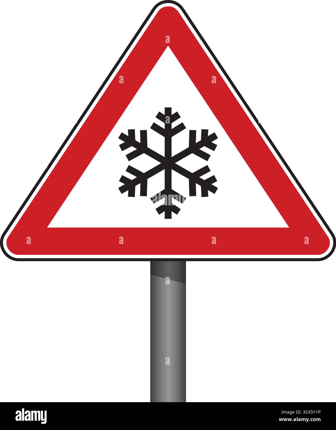 triangle traffic sign with snowflake symbol isolated vector ...