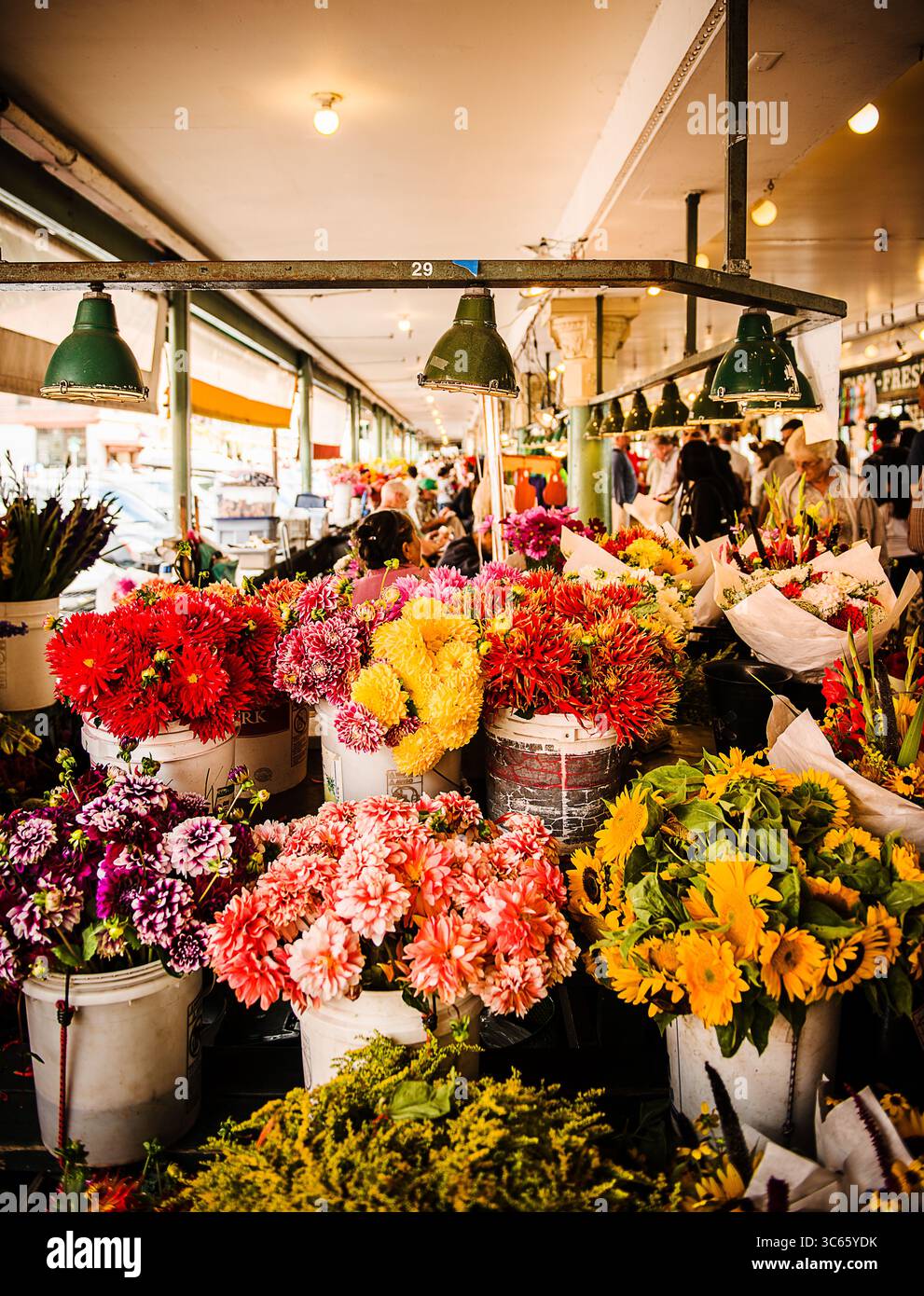 Flowers on display at Pike Place Market, Seattle, Washington State ...