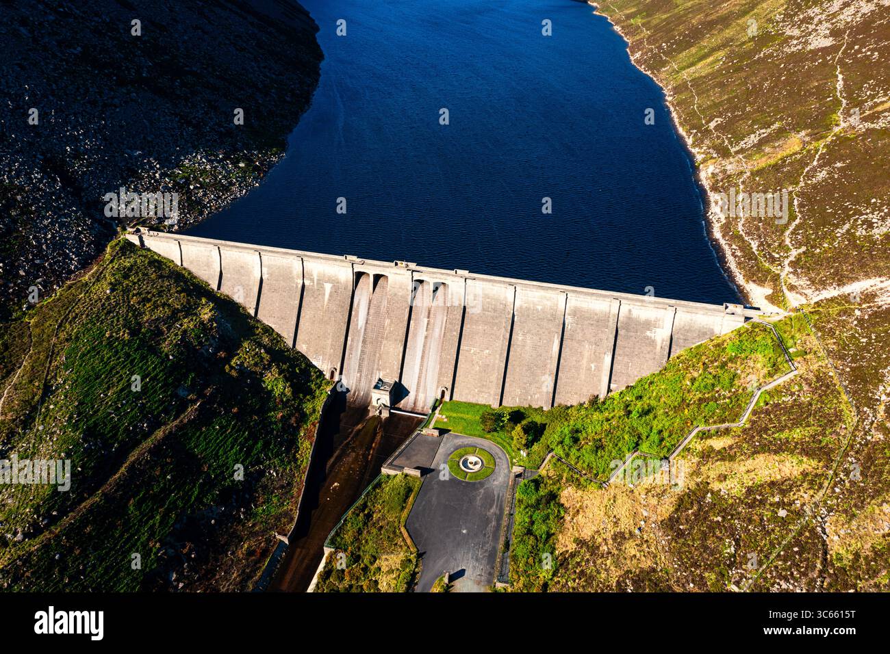 Aerial View of Ben Crom Reservoir Nestled in the Mourne Mountains of ...