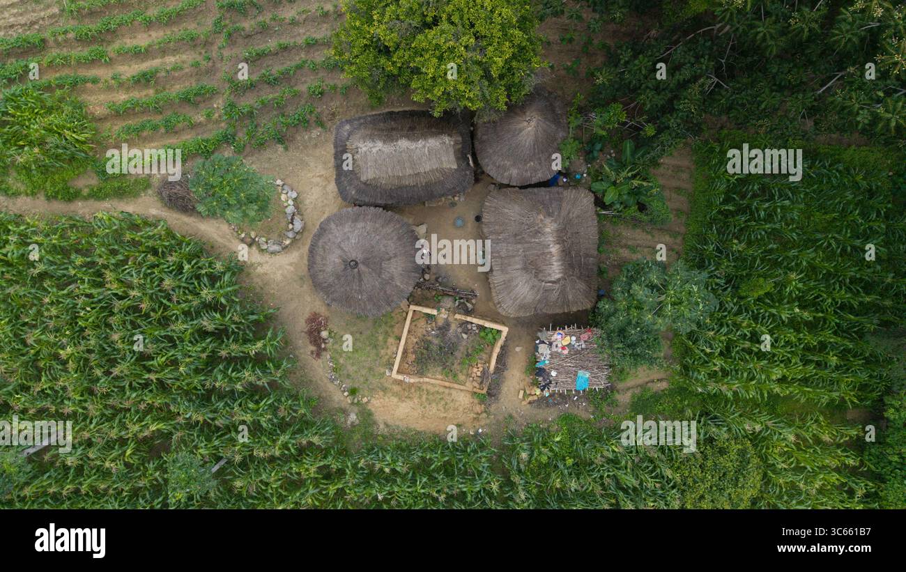 Aerial top view thatched roofs hi-res stock photography and images - Alamy
