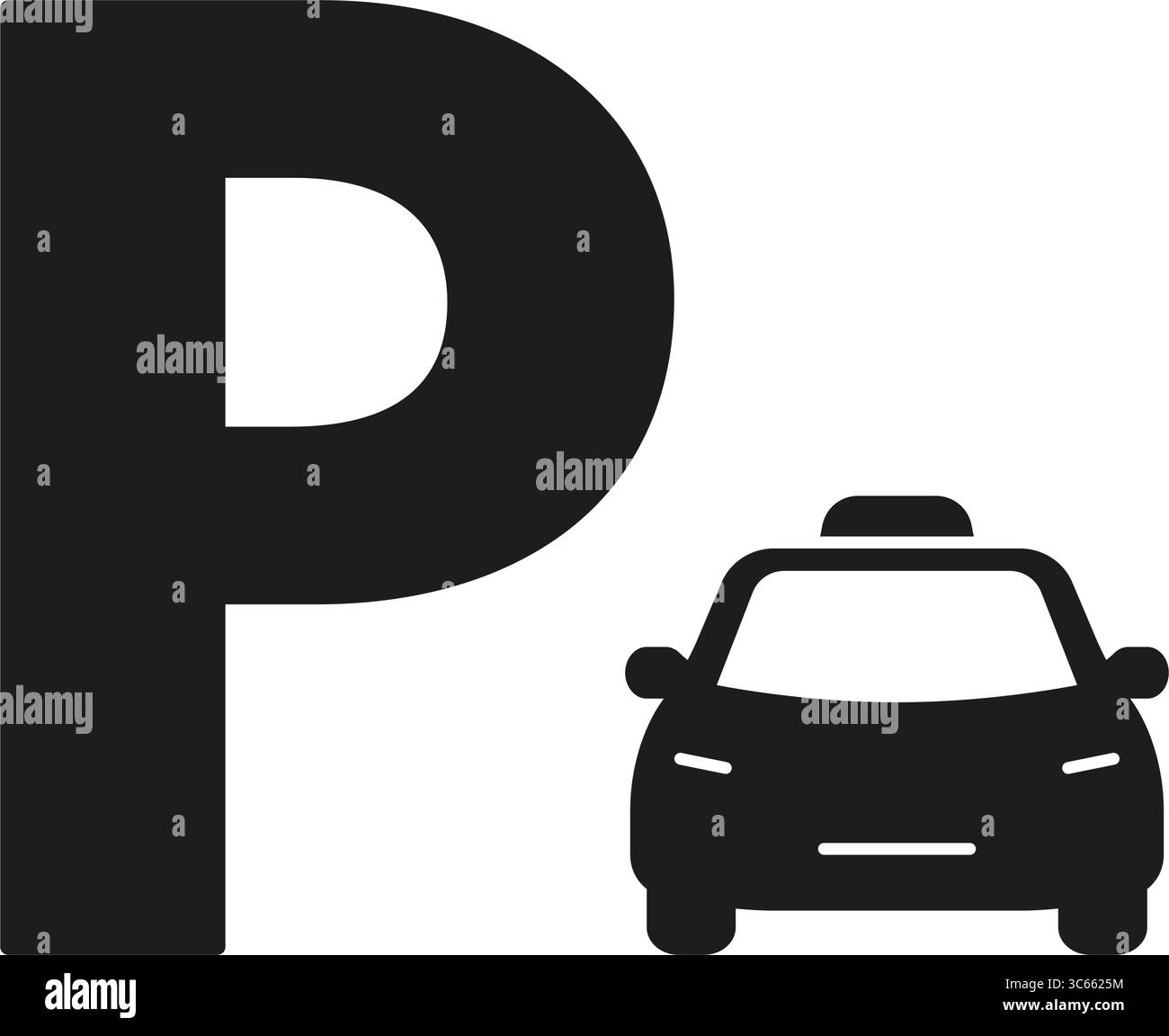 Parking Area With Taxi Solid Icon. Taxi Parking Zone And Transportation ...