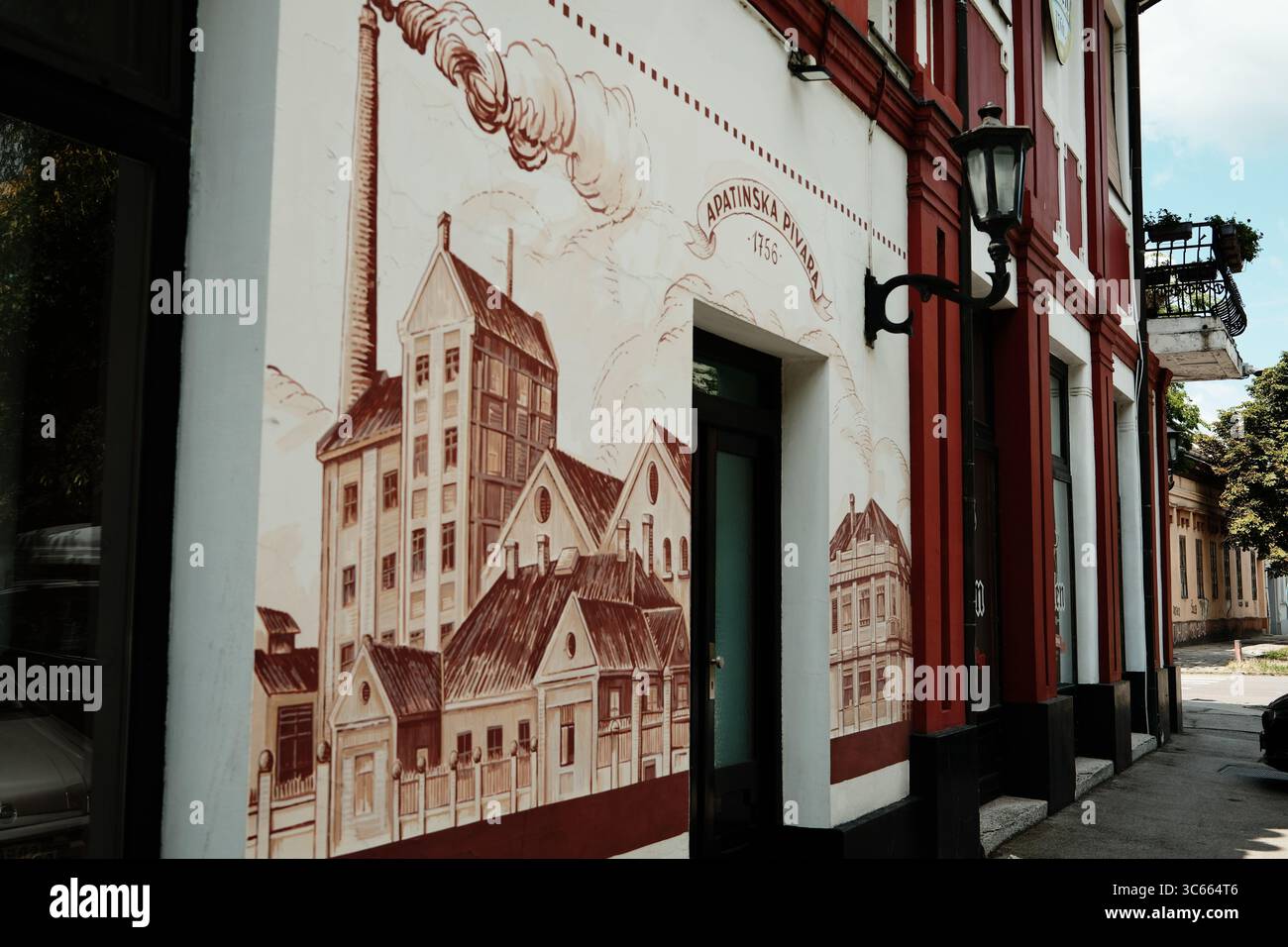 Wall painting of Apatin Brewery Apatinska pivara on a historical ...