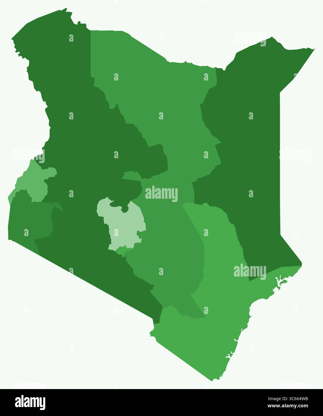 Map of Kenya with regions. Just a simple country border map with region ...