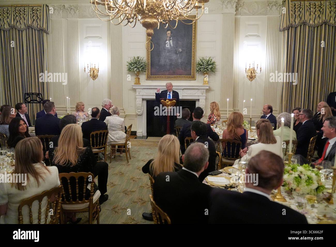 FILE - President Donald Trump speaks during a Kennedy Center board ...