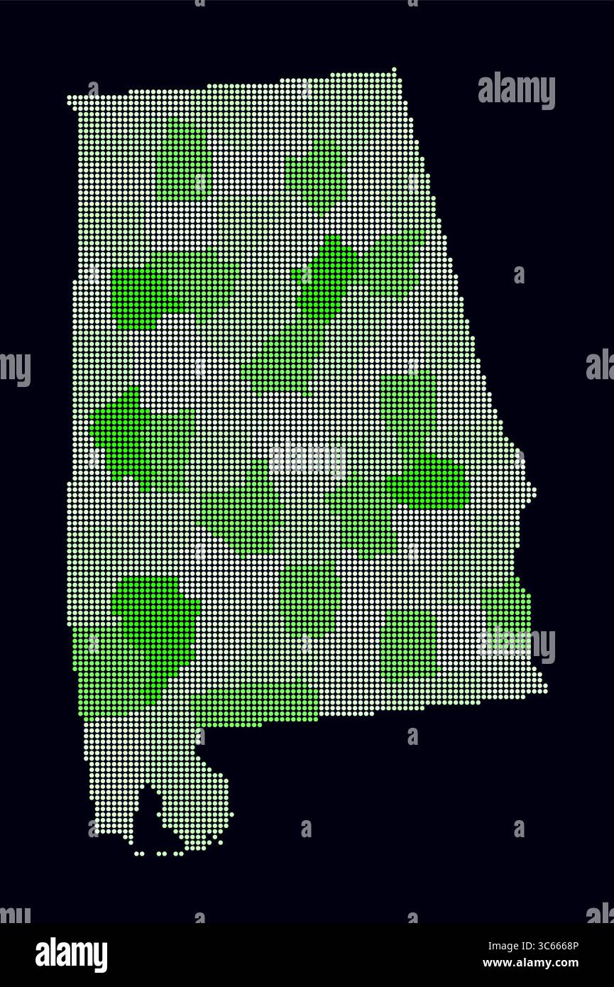 Alabama dotted map. Digital style map of the state on dark background ...