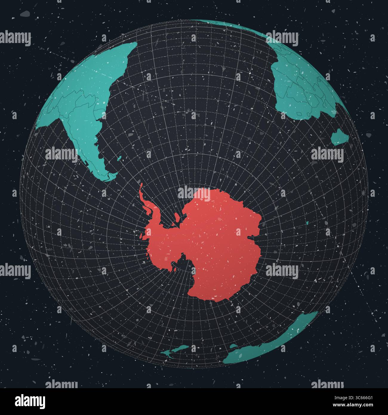 Antarctica on Globe. Vintage look with grunge scratched texture ...