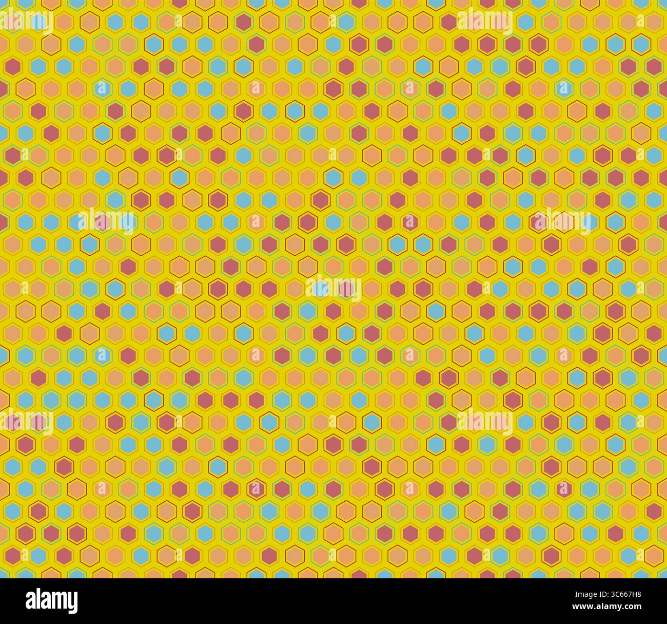 Tileable abstract background. Hexagon mosaic cells with padding and ...
