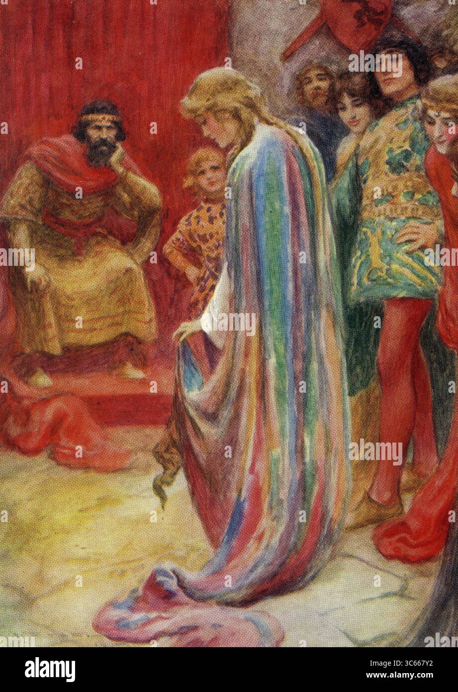 Illustration for the anonymous medieval poem, "The Boy and the Mantle ...