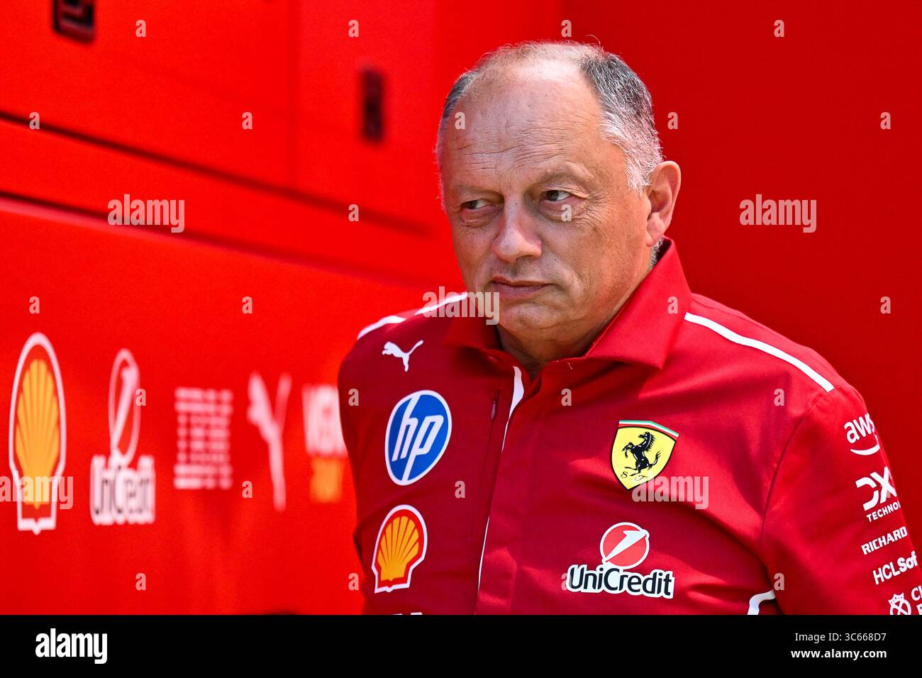 Ferrari team principal Fred Vasseur walks through the paddock at the ...