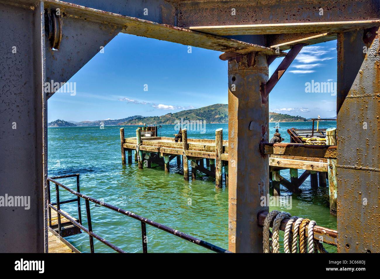 Boat landing dock / wharf on the North shore of Alcatraz Island, San ...