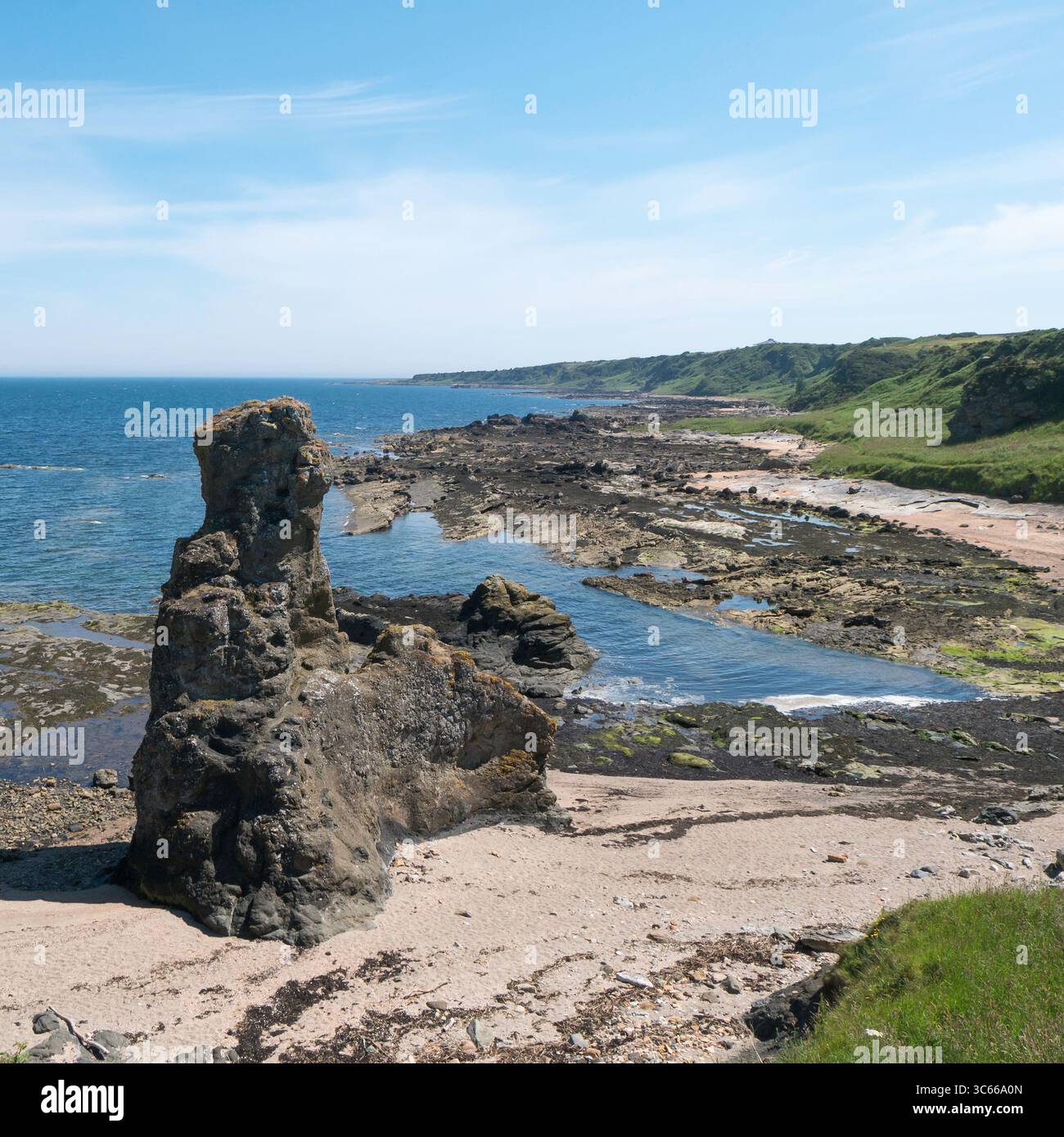 The Fife Coastal Path above the Rock and Spindle near St Andrews, Fife ...