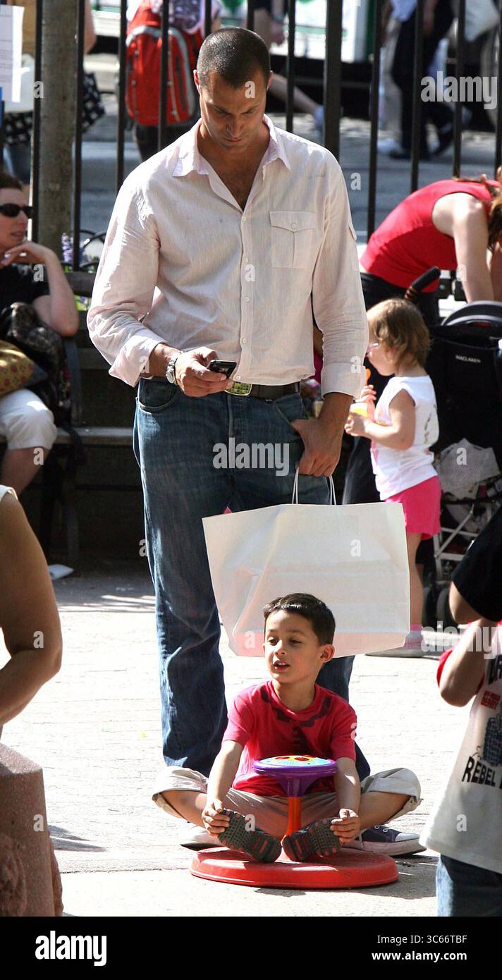 Nigel Barker and his son Jack at a park in the West Village, New York ...
