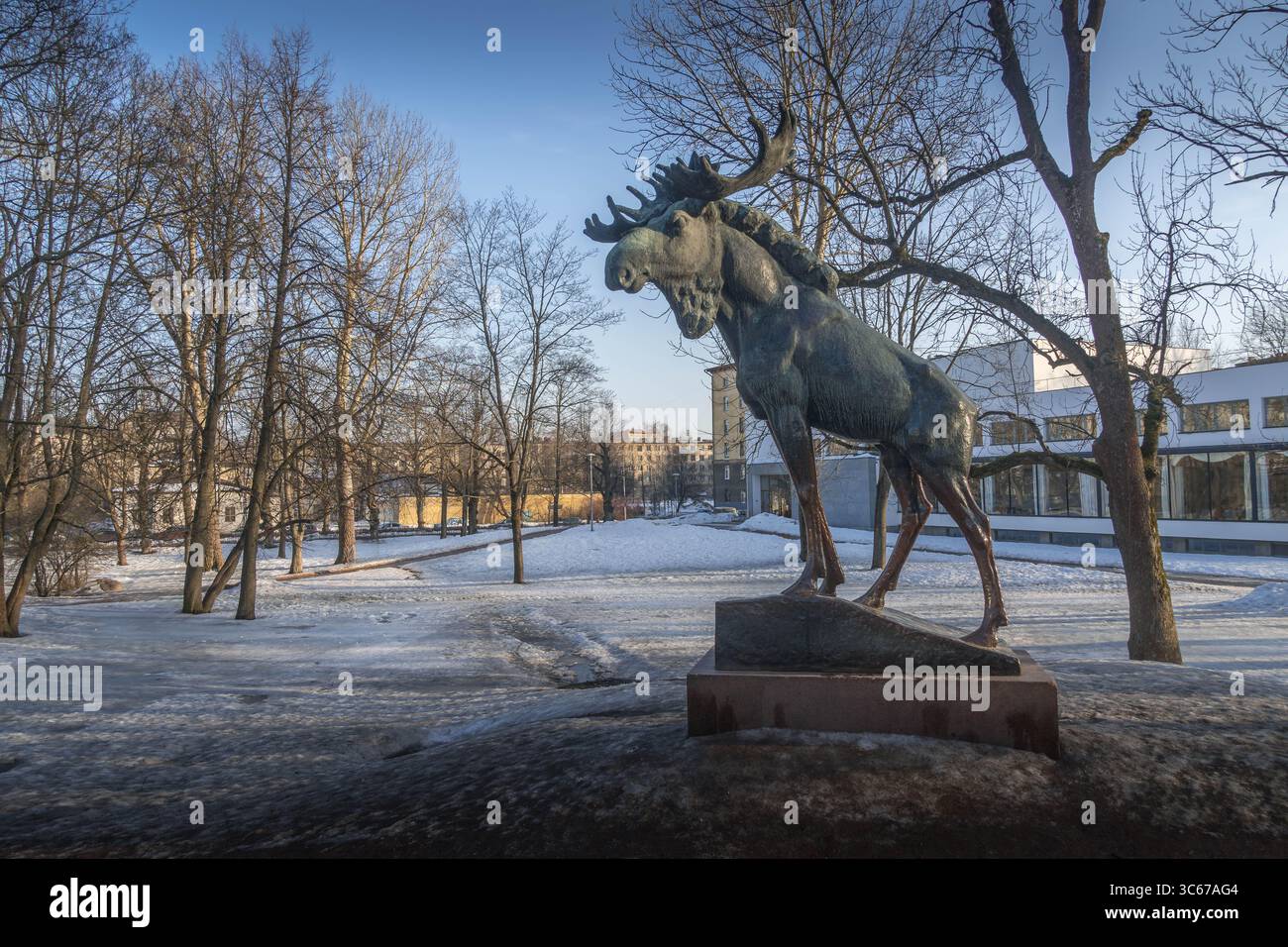 The famous Moose Monument in Vyborg, Russia, a tourist landmark in ...