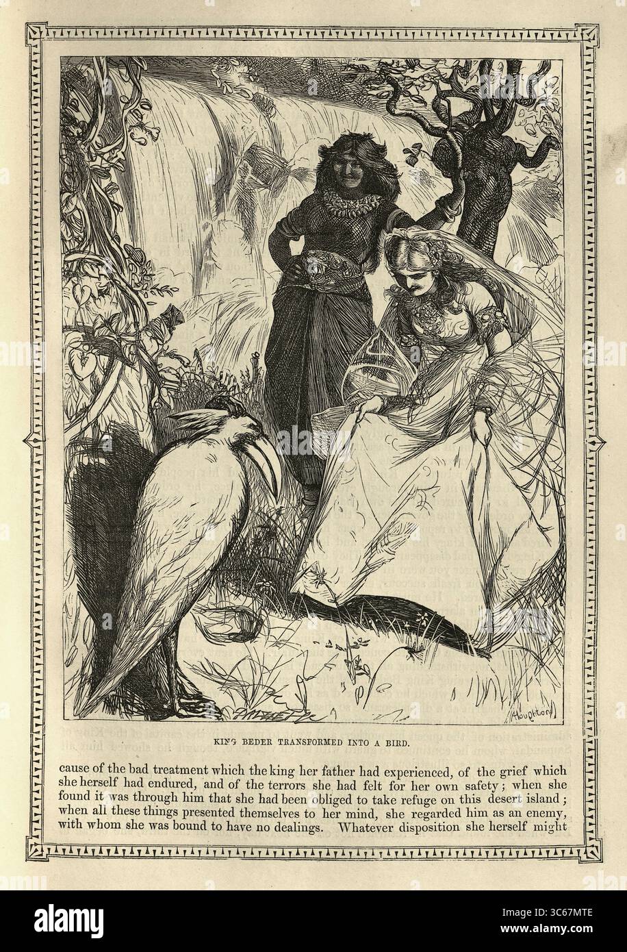 Vintage illustration The King Beder transformed into a bird, One ...