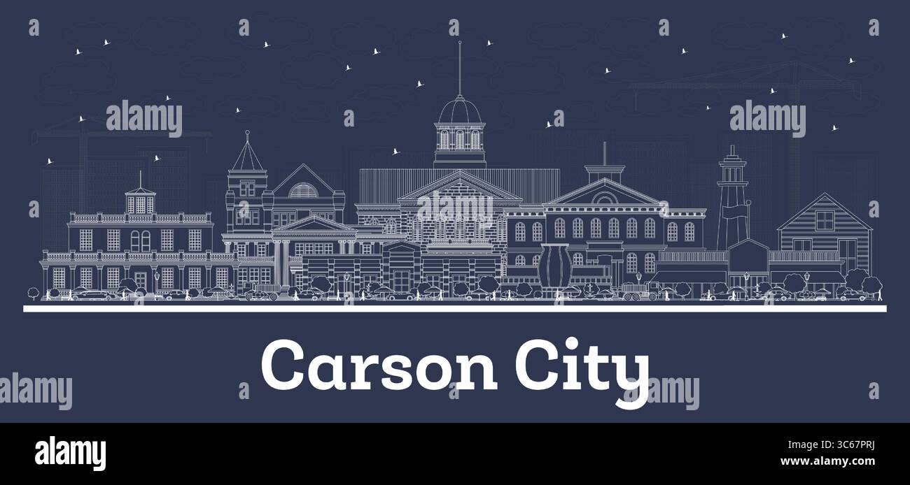 Outline Carson City Nevada City Skyline with white Buildings. Vector ...