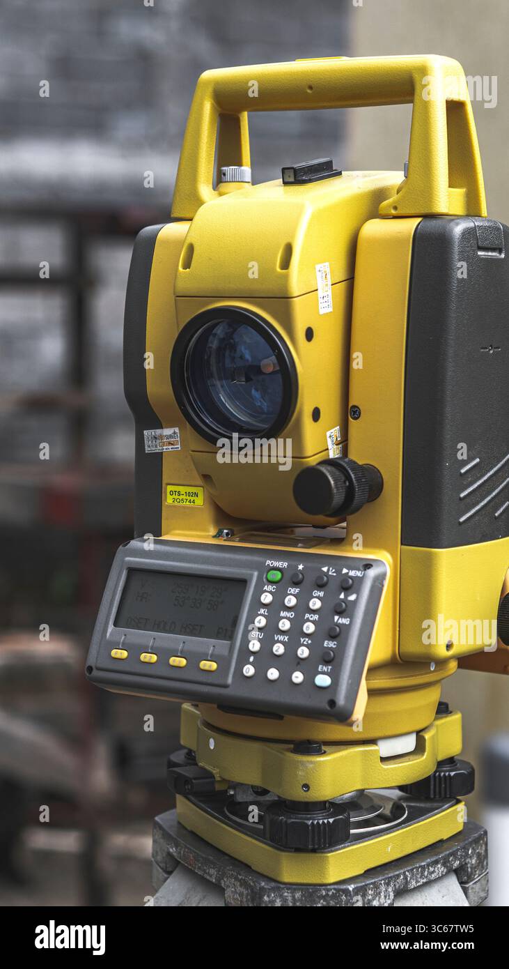 Topcon GTS-102N total station measures angles, distances, and ...