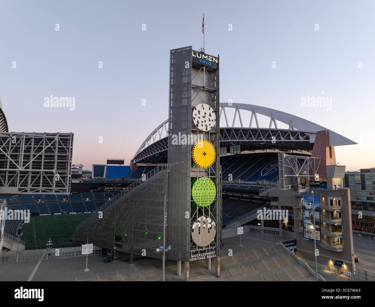 Seattle, United States - 29 July 2025: Aerial view of Lumen Field's ...