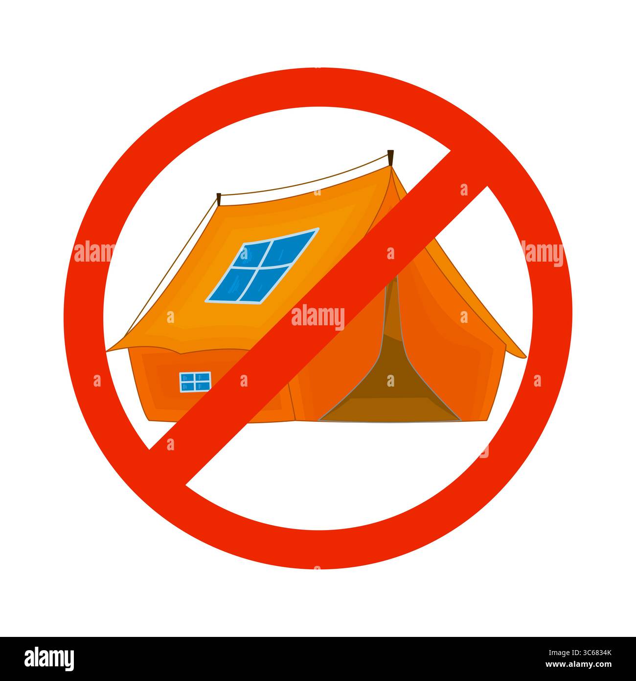 Sign no camping. Restriction sign or forbidden symbol no camp allowed ...