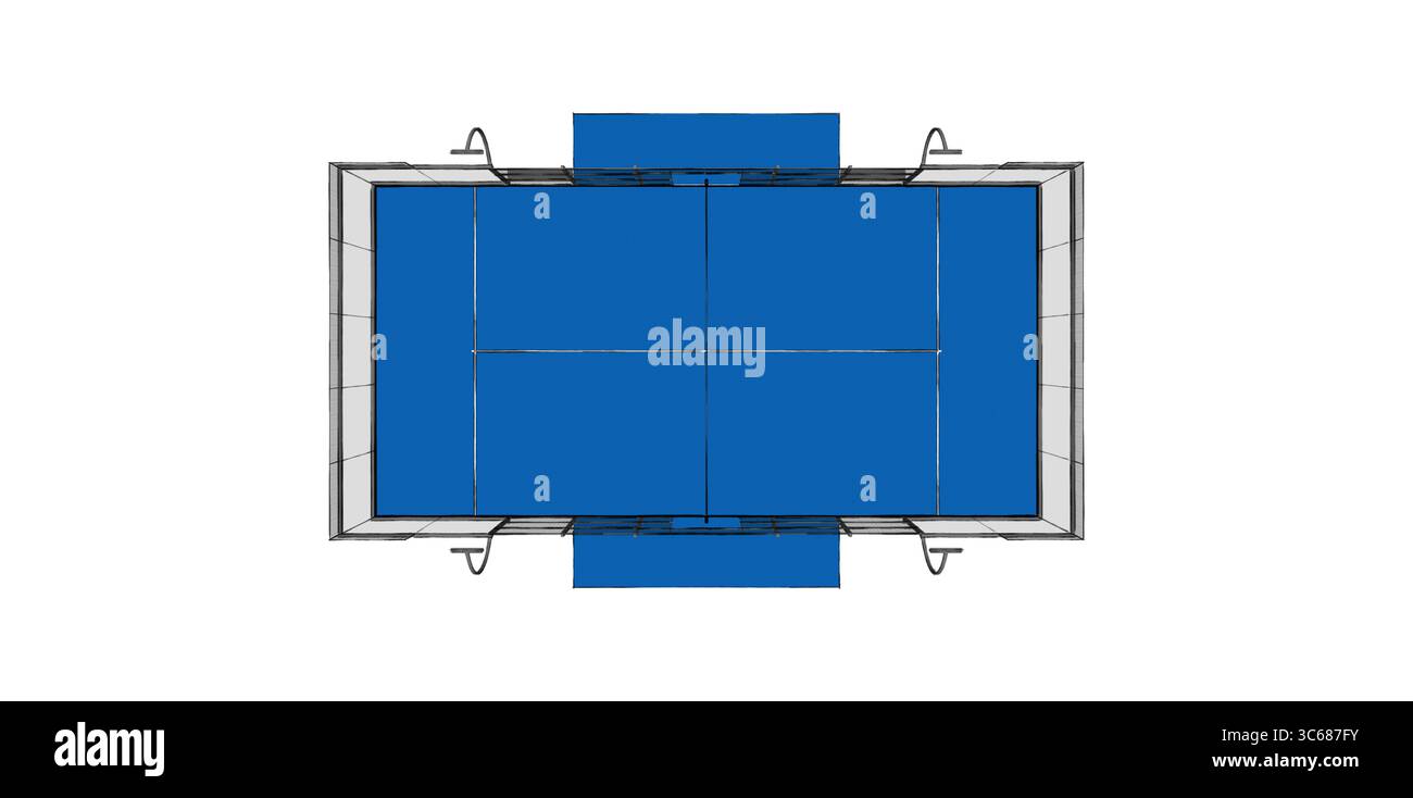 Illustration Top View Blue Padel Court perpendicular Sketch Stock Photo ...