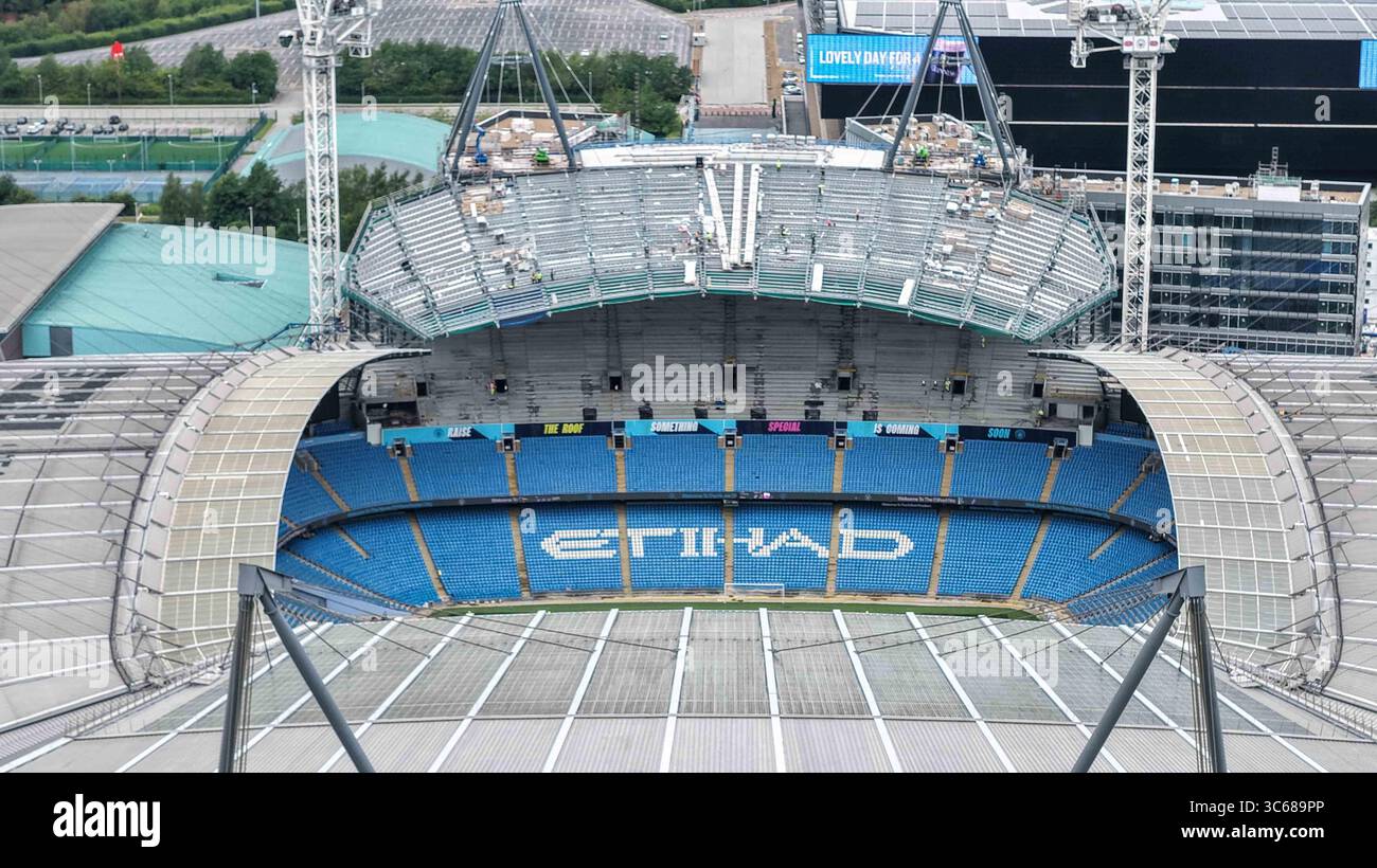 The North Stand of the Etihad Stadium is presently being expanded as ...