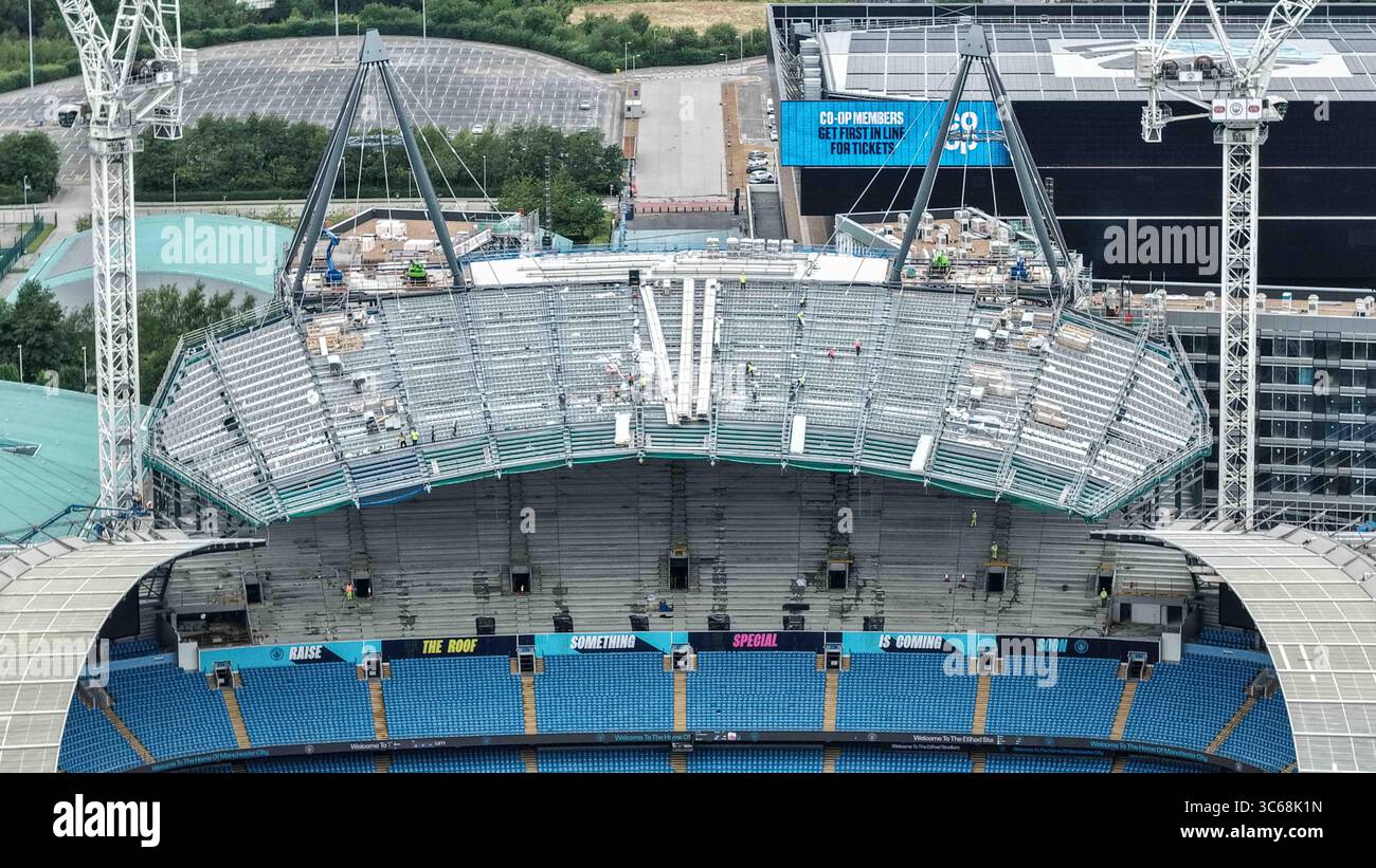 The North Stand of the Etihad Stadium is presently being expanded as ...