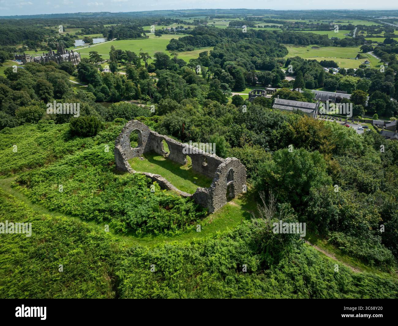 Editorial Margam, UK - JULY 30th, 2025: Aerial view of Capel Mair above ...