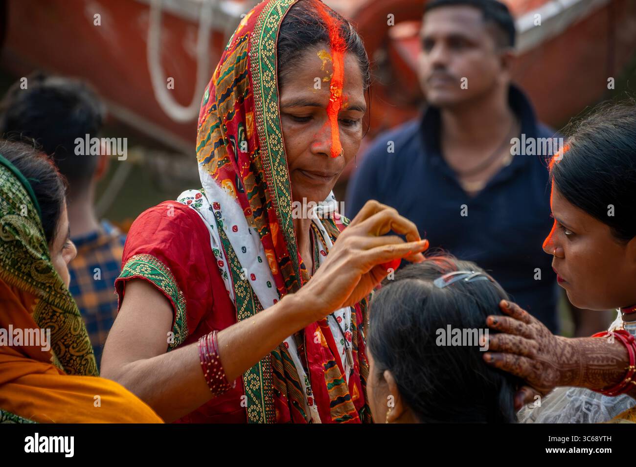 Tilak application during Chhath Puja, Varanasi, India Stock Photo - Alamy