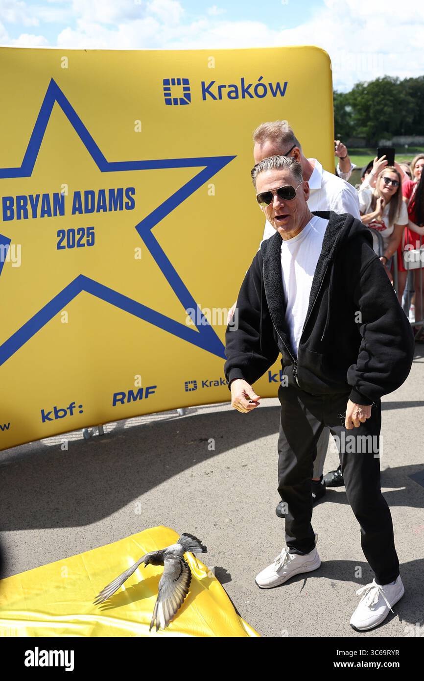 Krakow, Poland. July 31, 2025. Canadian singer Bryan Adams unveils his ...