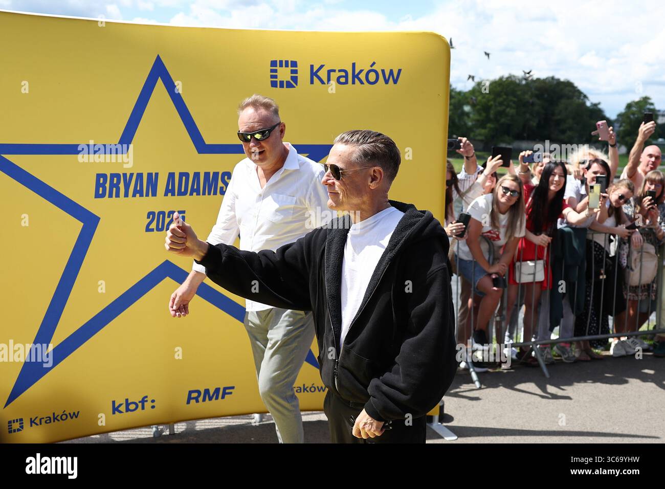 Krakow, Poland. July 31, 2025. Canadian singer Bryan Adams unveils his ...