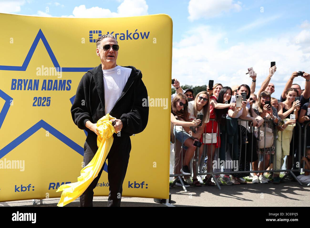 Krakow, Poland. July 31, 2025. Canadian singer Bryan Adams unveils his ...