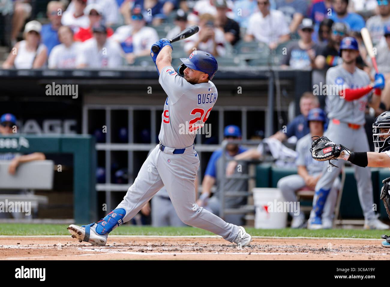 CHICAGO, IL - JULY 27: Michael Busch #29 of the Chicago Cubs bats ...
