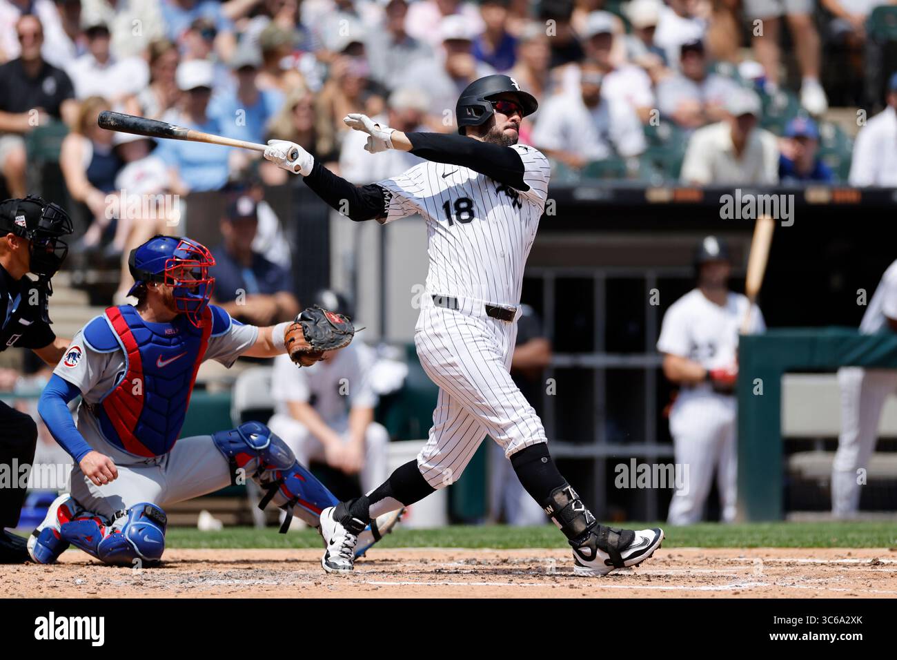 CHICAGO, IL - JULY 27: Mike Tauchman #18 of the Chicago White Sox bats ...