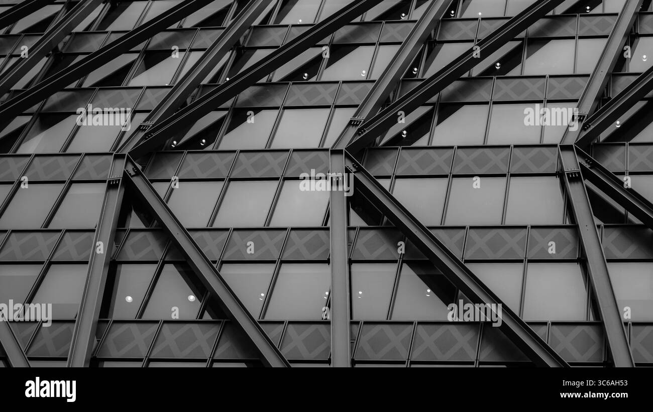 Bold black and white geometry of modern facade with minimal contrast ...