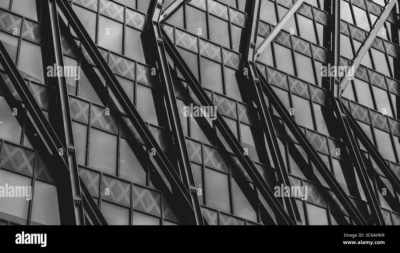 Minimal geometric lines of modern architecture on monochrome background ...