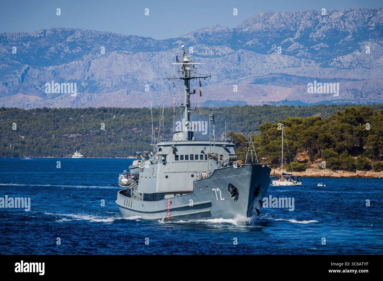 Aerial view of Croatian Navy a military parade include rescue ship ...